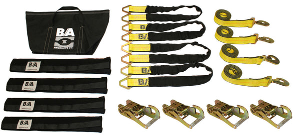 Soft 4-Point Tie-Down KIT W/36" Axle Straps, Chain Ratchets, 8' Twist ...