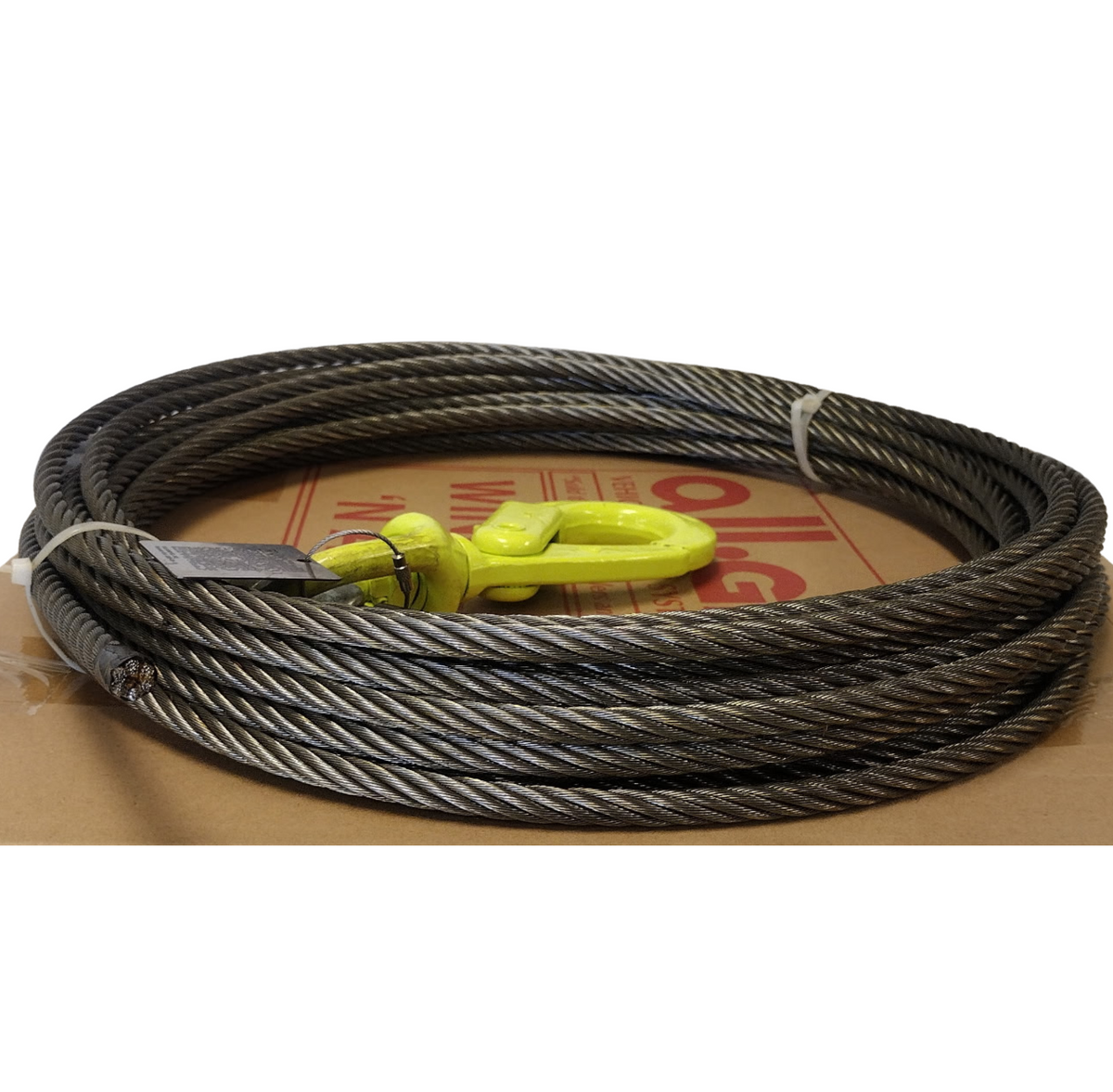 All Grips 3/8" x 125' Steel Core Self Locking Swivel Hook Winch Cable ...