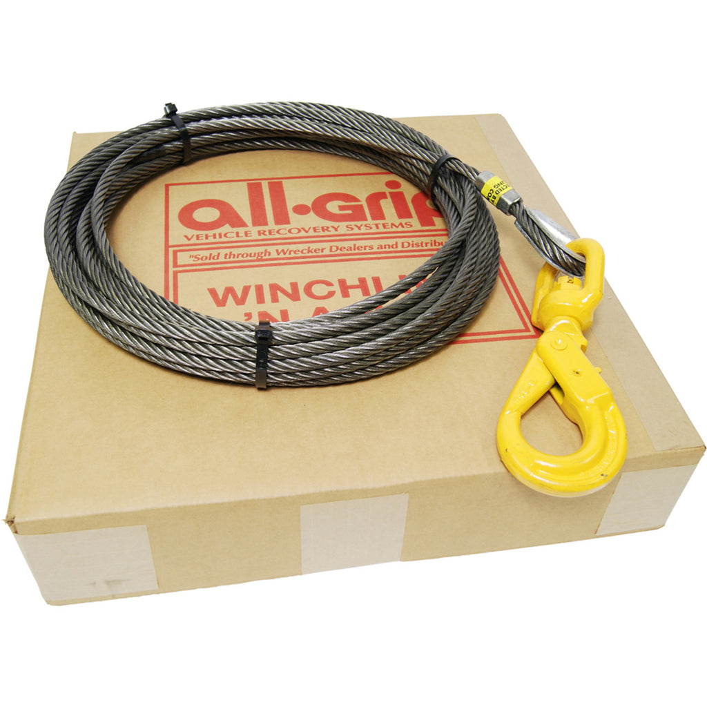 All Grips 3/8" x 125' Steel Core Self Locking Swivel Hook Winch Cable ...